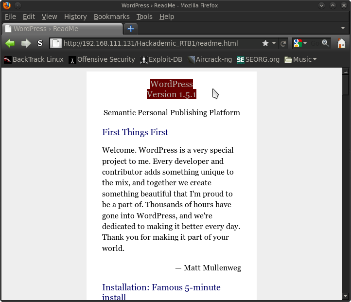 FuzzySecurity | Tutorials: Hackademic.RTB1